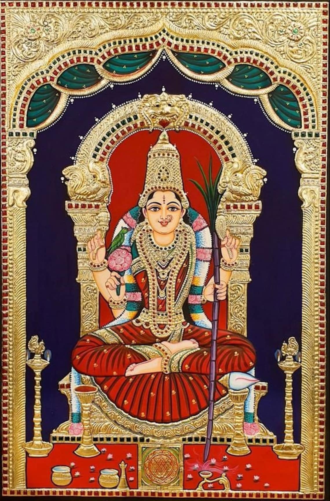 Lakshmi Jee Red Tanjore Painting With Frame - Etsy