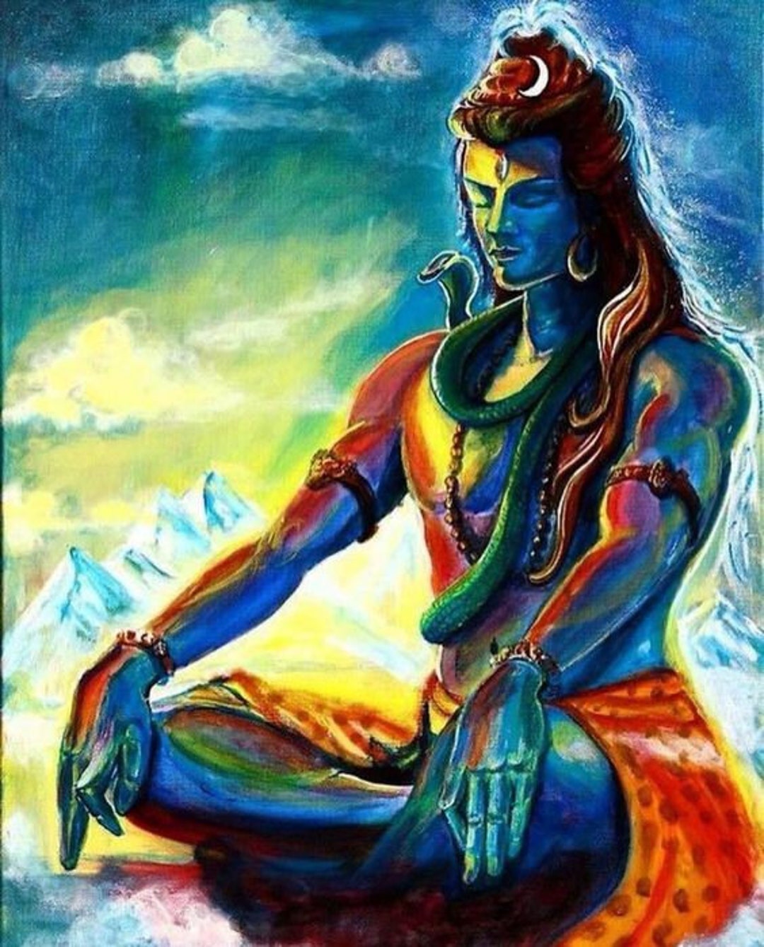 Lord Shiva Oil Painting Handpainted on Canvas A (without Frame) - Etsy