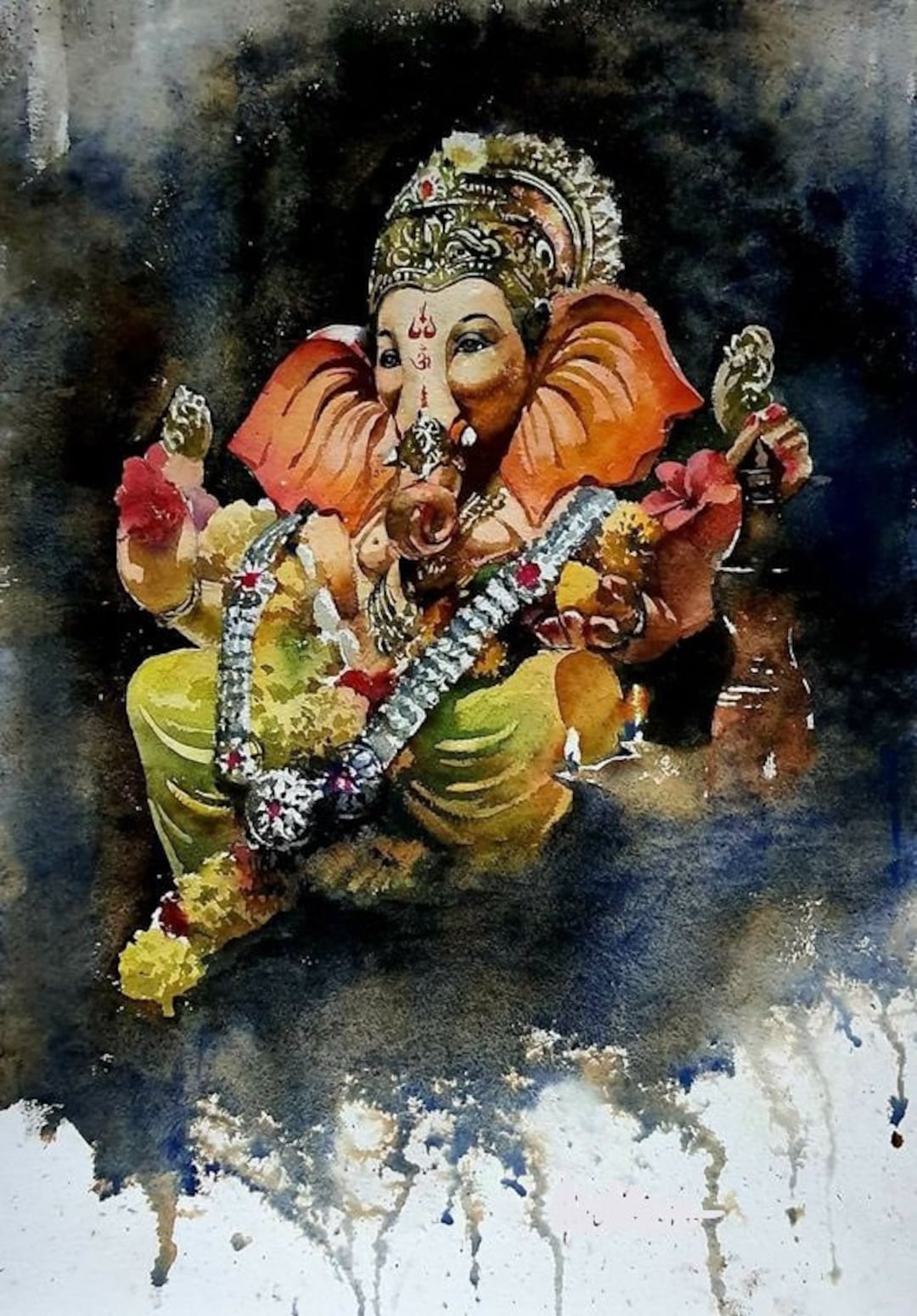Lord Ganesha Hand Painted Painting on Canvas G (without Frame) - Etsy