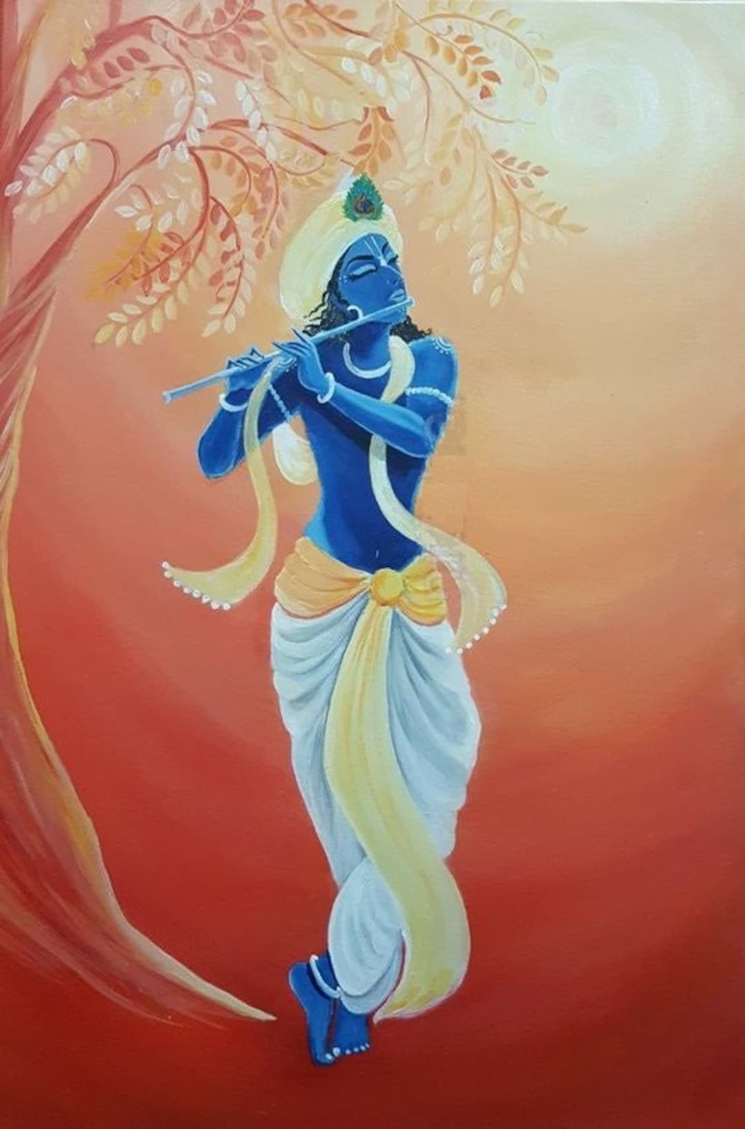 Lord Krishna O Hand Painted Painting on Canvas (without Frame) - Etsy