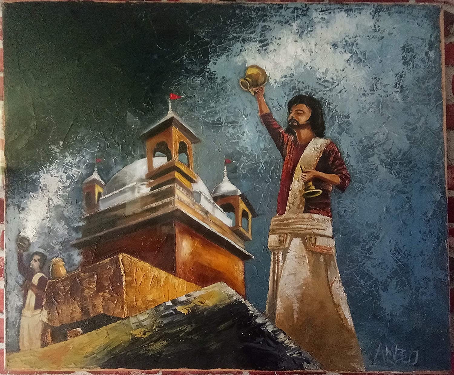 Banaras Ghat Handpainted Paintings on Canvas Wall Art Painting - Etsy UK