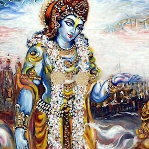 Krishna Hand Painted Painting on Canvas G (without Frame) - Etsy