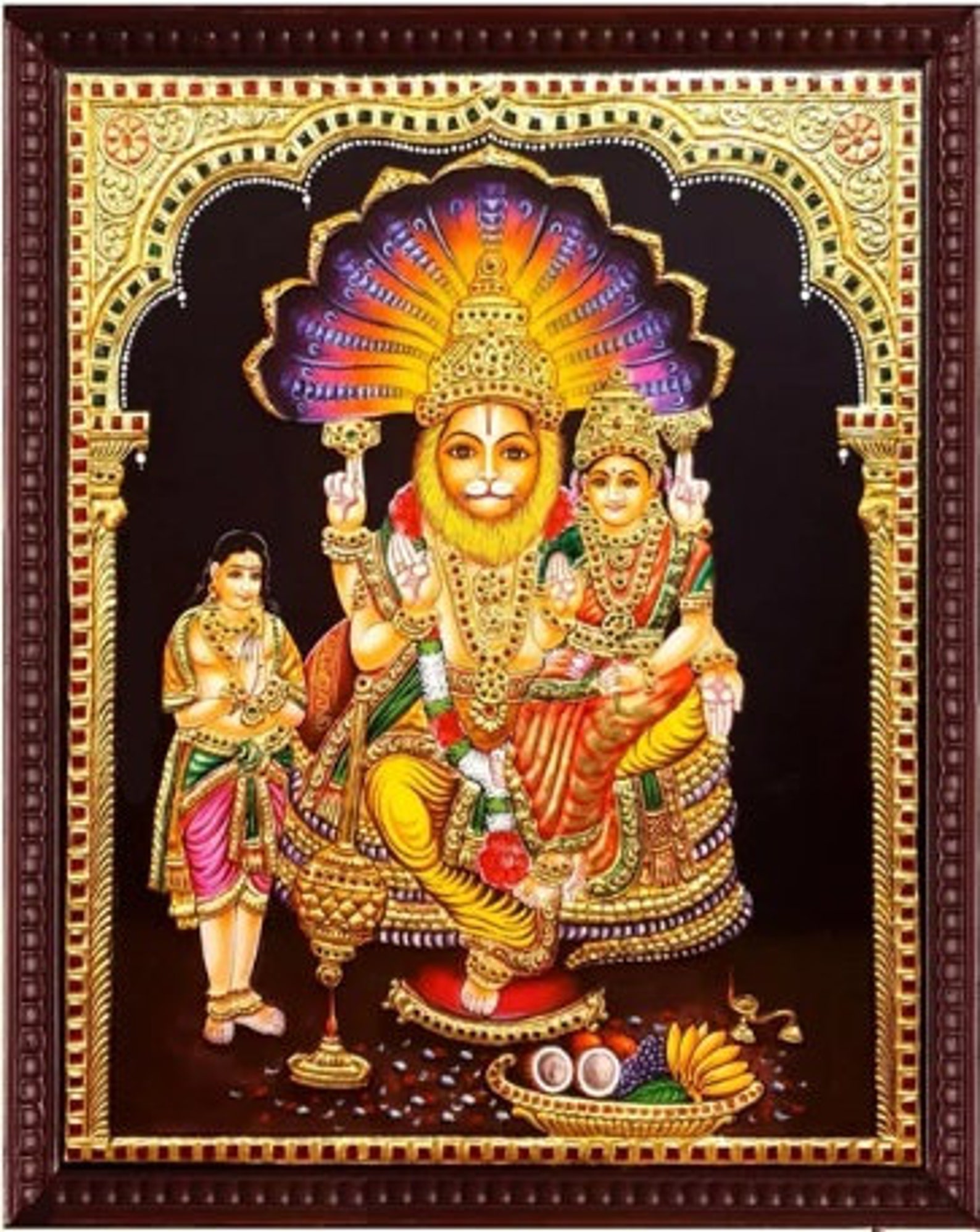 Lakshmi Narasimman Tanjore Painting With Frame - Etsy Finland