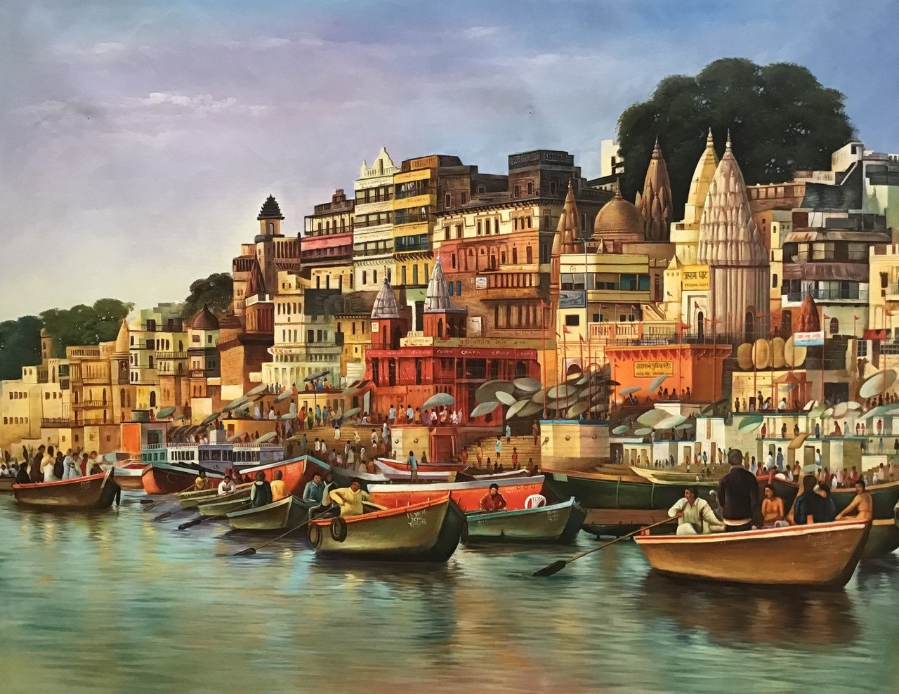 New Banaras Ghat I Handpainted Paintings on Canvas Wall Art - Etsy