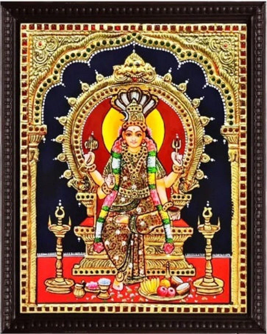 Karumariamman Traditional Tanjore Painting With Frame 15inc X 13inc ...