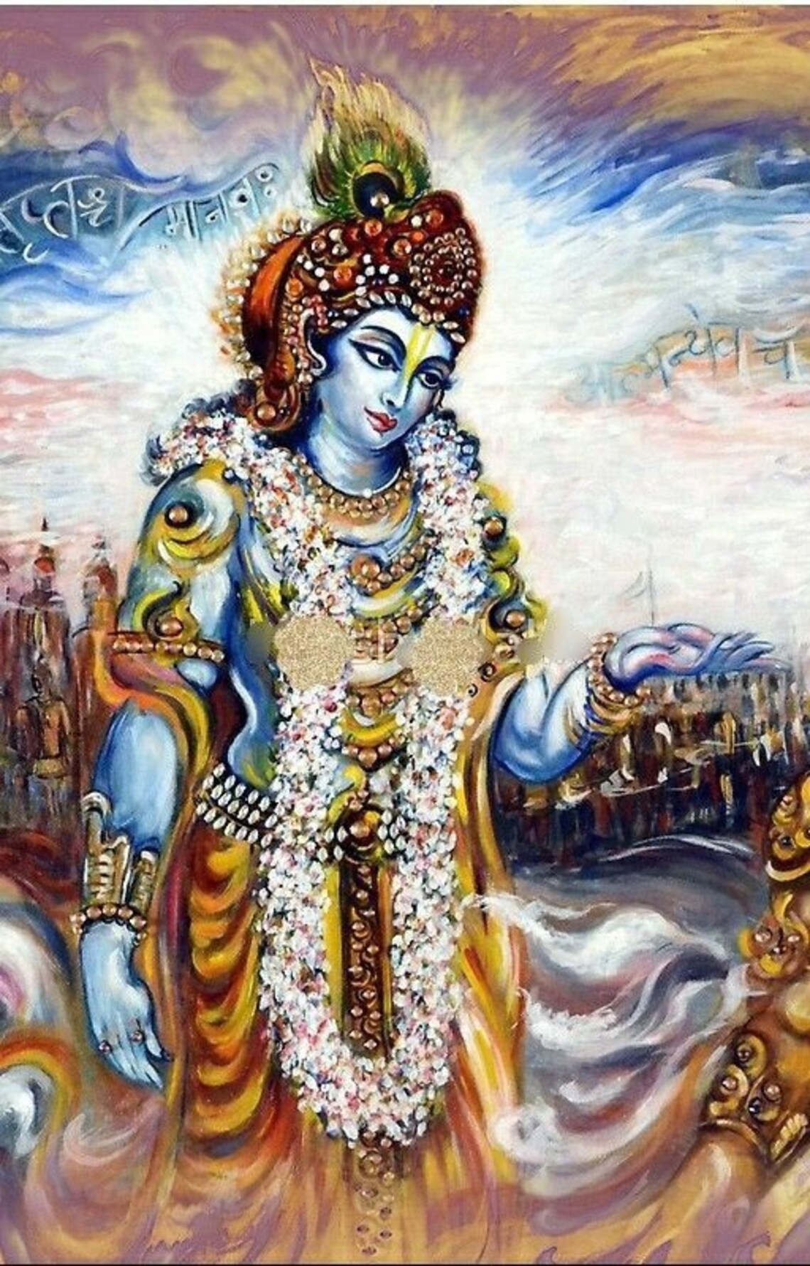 Krishna Hand Painted Painting on Canvas G (without Frame) - Etsy
