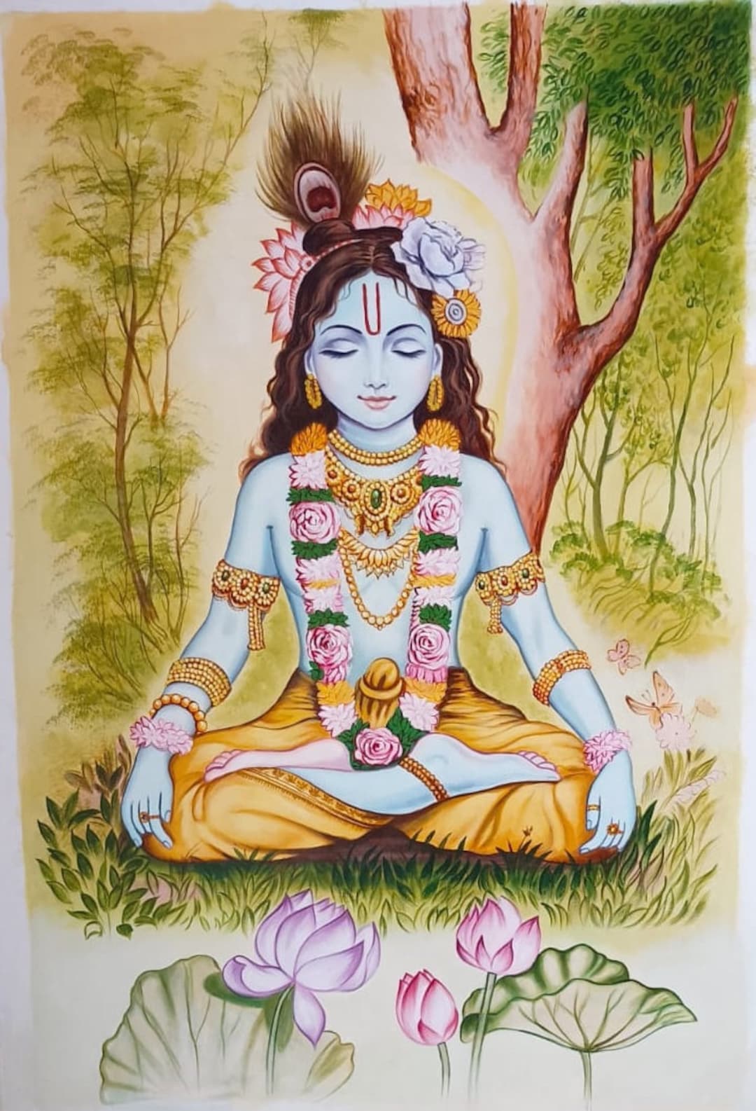 Lord Krishna F Hand Painted Painting on Canvas without Frame - Etsy