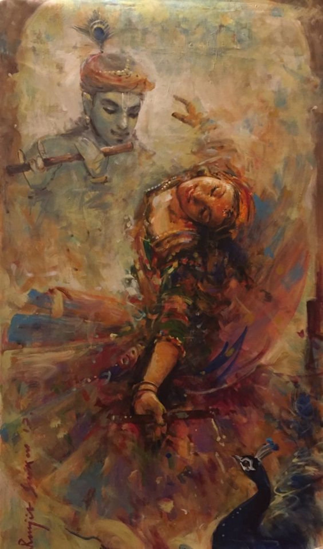 Radha Krishna Raas Leela Handpainted Painting on Canvas (without Frame ...