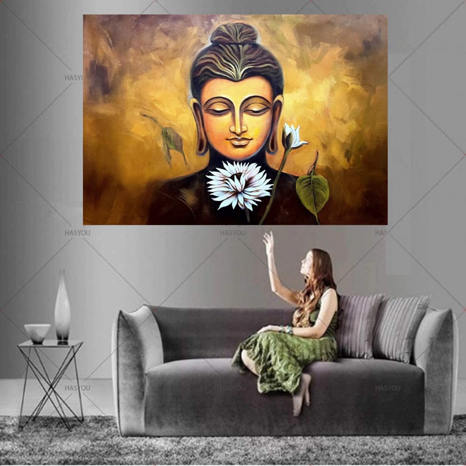 New Buddha B Handpainted Paintings on Canvas Wall Art Painting (without ...