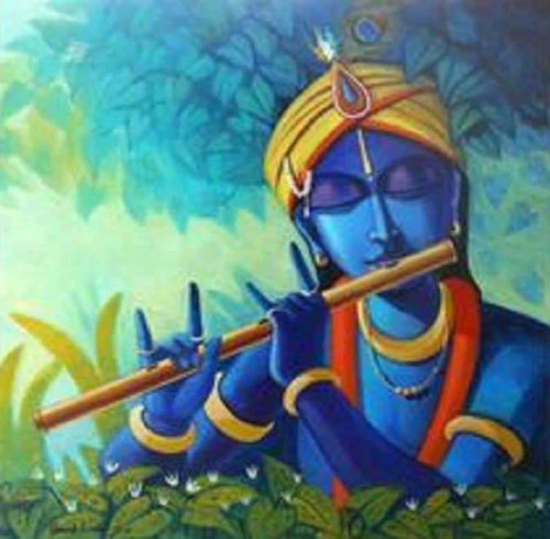 Lord Krishna N Hand Painted Painting on Canvas (without Frame) - Etsy