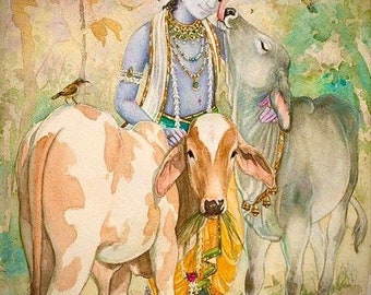 Krishna Hand Painted Painting on Canvas S without Frame - Etsy