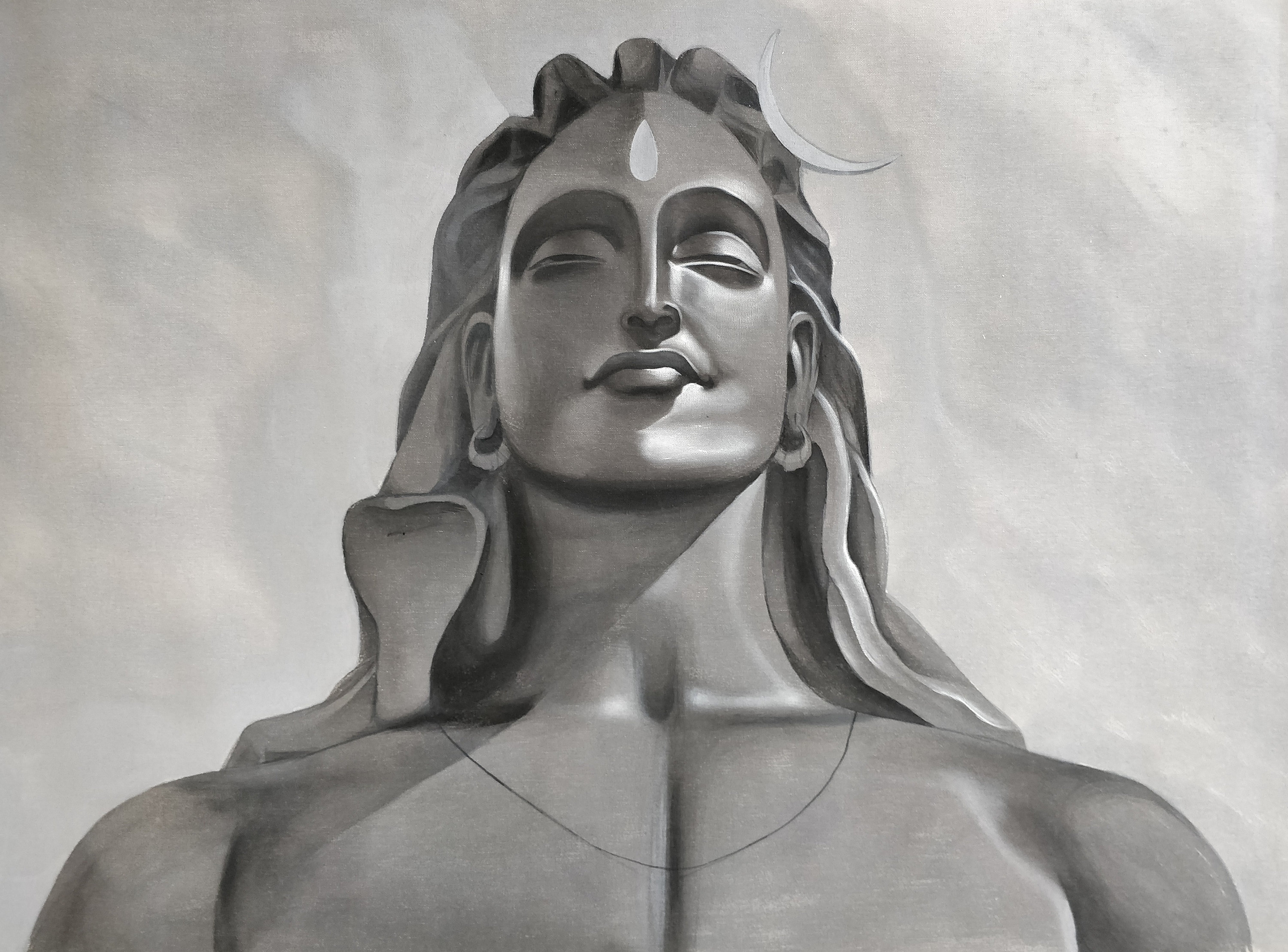 The Adiyogi Mahadev Shiva Handpainted Paintings on Canvas Wall Art ...