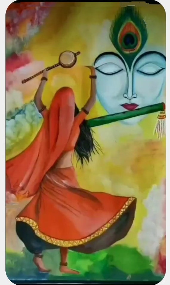 Radha Dancing for Krishna Hand Painted Painting on Canvas No | Etsy