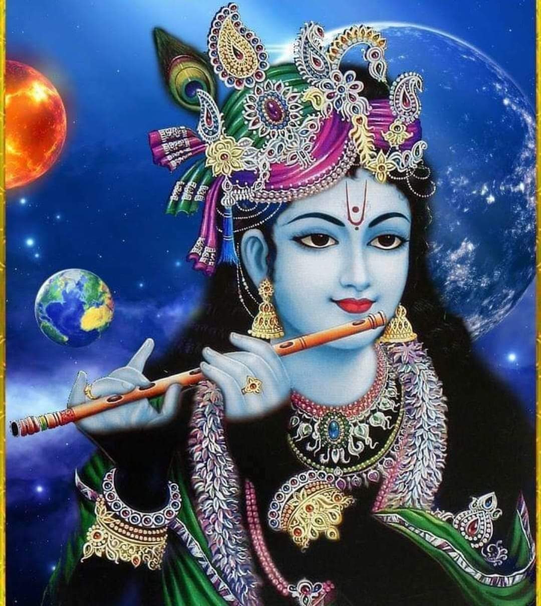 Krishna Jee E Traditional Tanjore Painting With Frame 18.inc X 17inc X1 ...