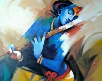 Bal Krishna Hand Painted Painting on Canvas Without Frame | Etsy