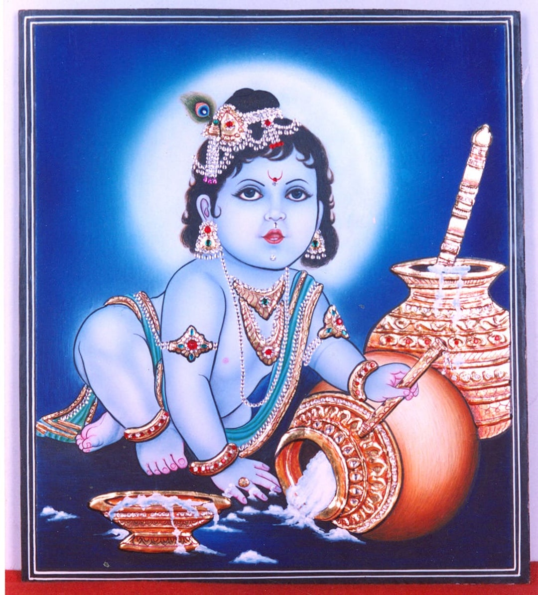 Krishna Bal Gopal O Tanjore Painting With Frame - Etsy