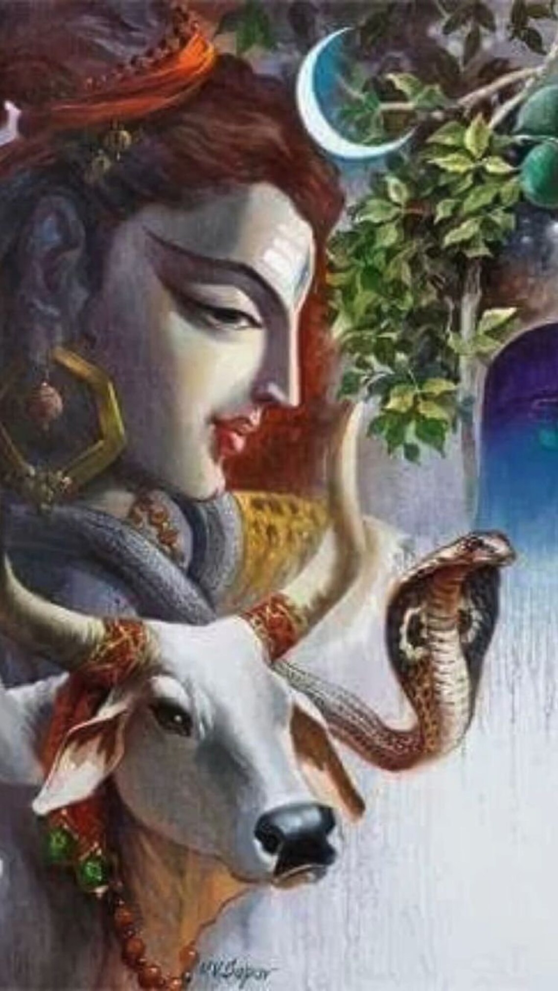 Lord Shiva Hand Painted Painting on Canvas Without Frame - Etsy