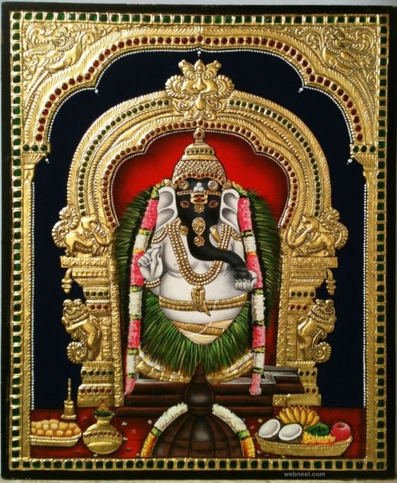 Ganesh Jee Traditional Tanjore Painting With Frame - Etsy