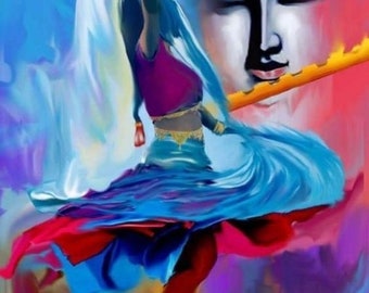 Krishna Hand Painted Painting on Canvas S without Frame - Etsy