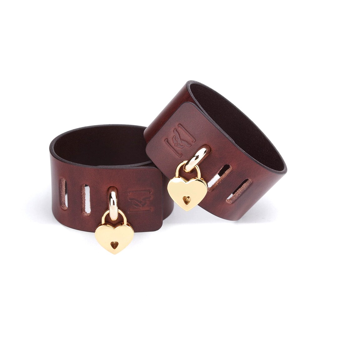 Custom Leather Padlock Hand Cuffs, BDSM Leather Cuffs With Double End ...