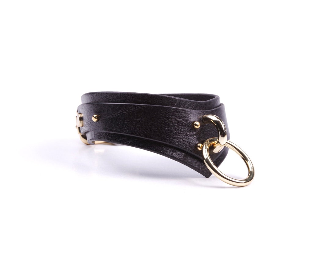 Handmade Custom Black Leather Collar With Chain Leash, Sub Collar, Day ...