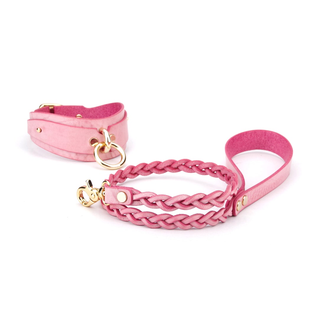 Pink Leather Choker, Sub Collar With Leash Set, Submissive Collar - Etsy