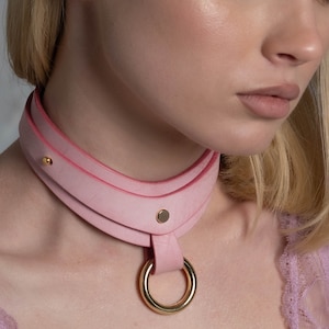 Pink Leather Custom Sub Collar, Day Collar Sub, Leather Choker - Etsy