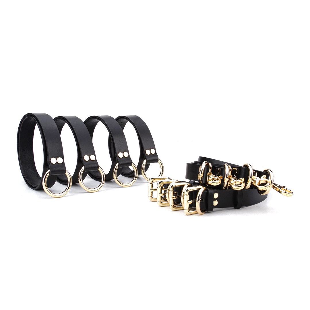 Bedroom Bondage, Black Leather Bed Fixation Straps, 4 Bed Strap ...