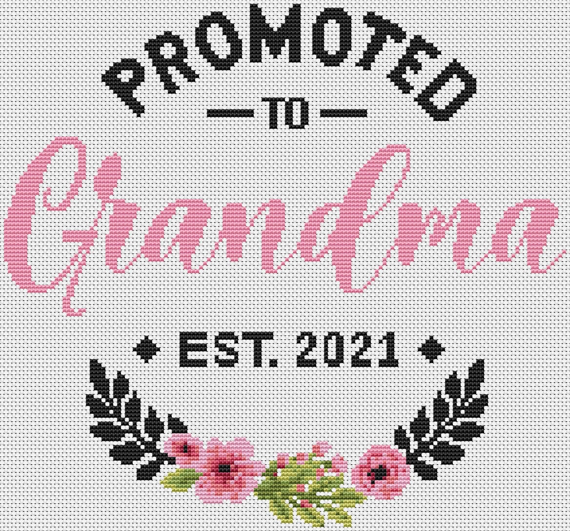 Cross Stitch Pattern. Promoted to Grandma. 2021 PDF 5 | Etsy