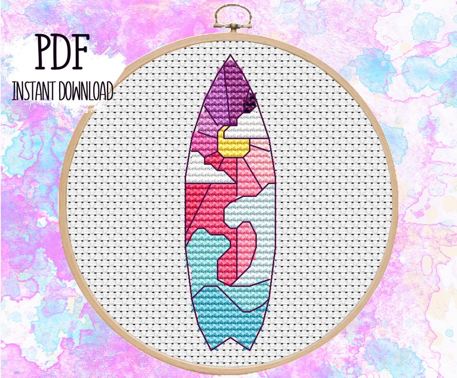 Surf board. Mini cross stitch pattern. PDF 94 | Etsy