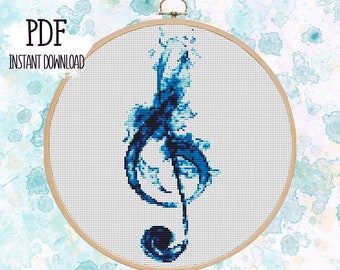 Treble Clef Cross Stitch - Etsy