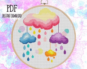 Cross Stitch Clouds - Etsy