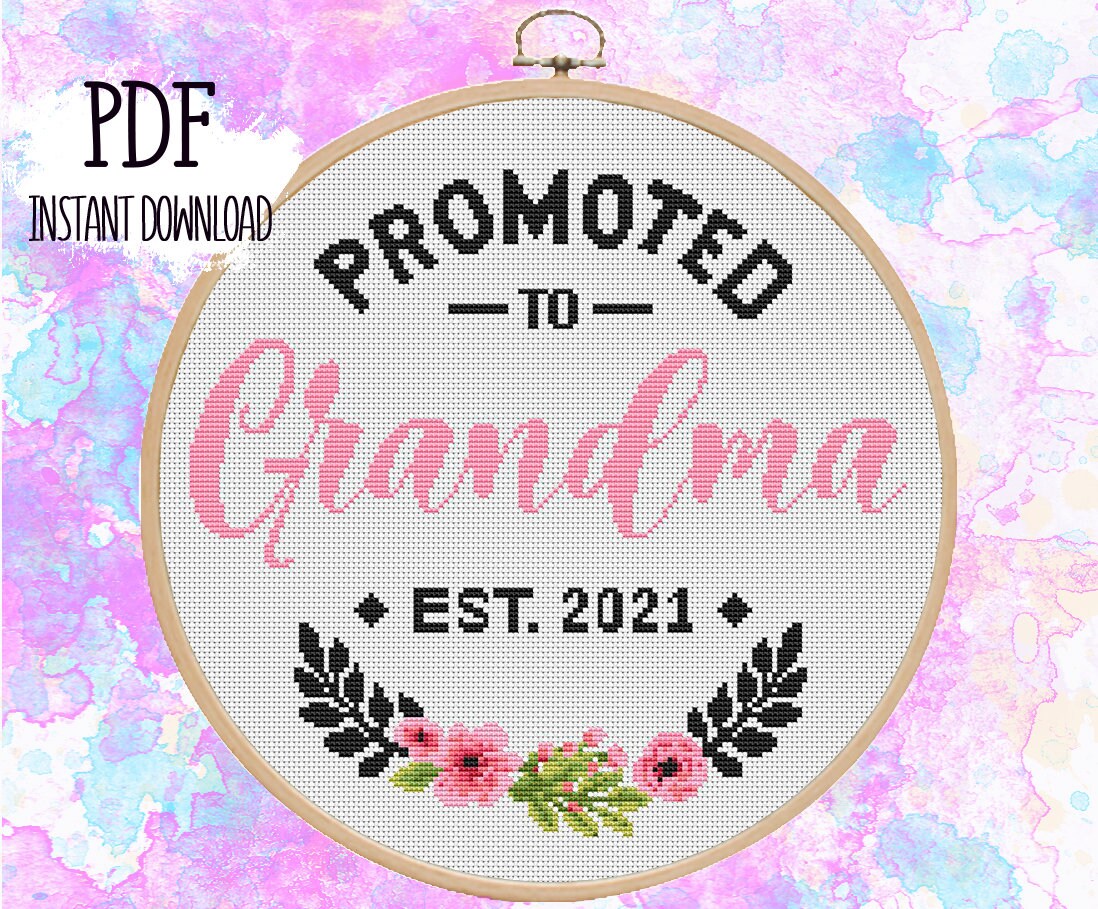 Cross Stitch Pattern. Promoted to Grandma. 2021 PDF 5 | Etsy