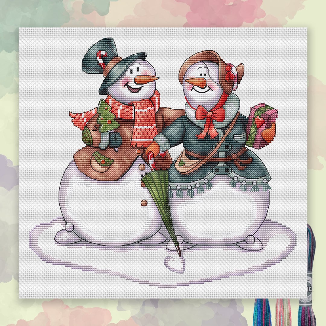 Mr and Mrs Snow on a Walk. Cross Stitch Pattern. PDF #115 - Etsy