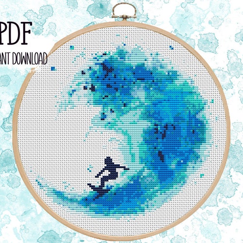 Wave Cross Stitch Pattern PDF Great Wave Cross Stitch - Etsy