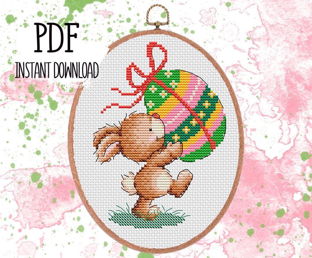 Bunny With Easter Egg. Cross Stitch Pattern. PDF #113 - Etsy