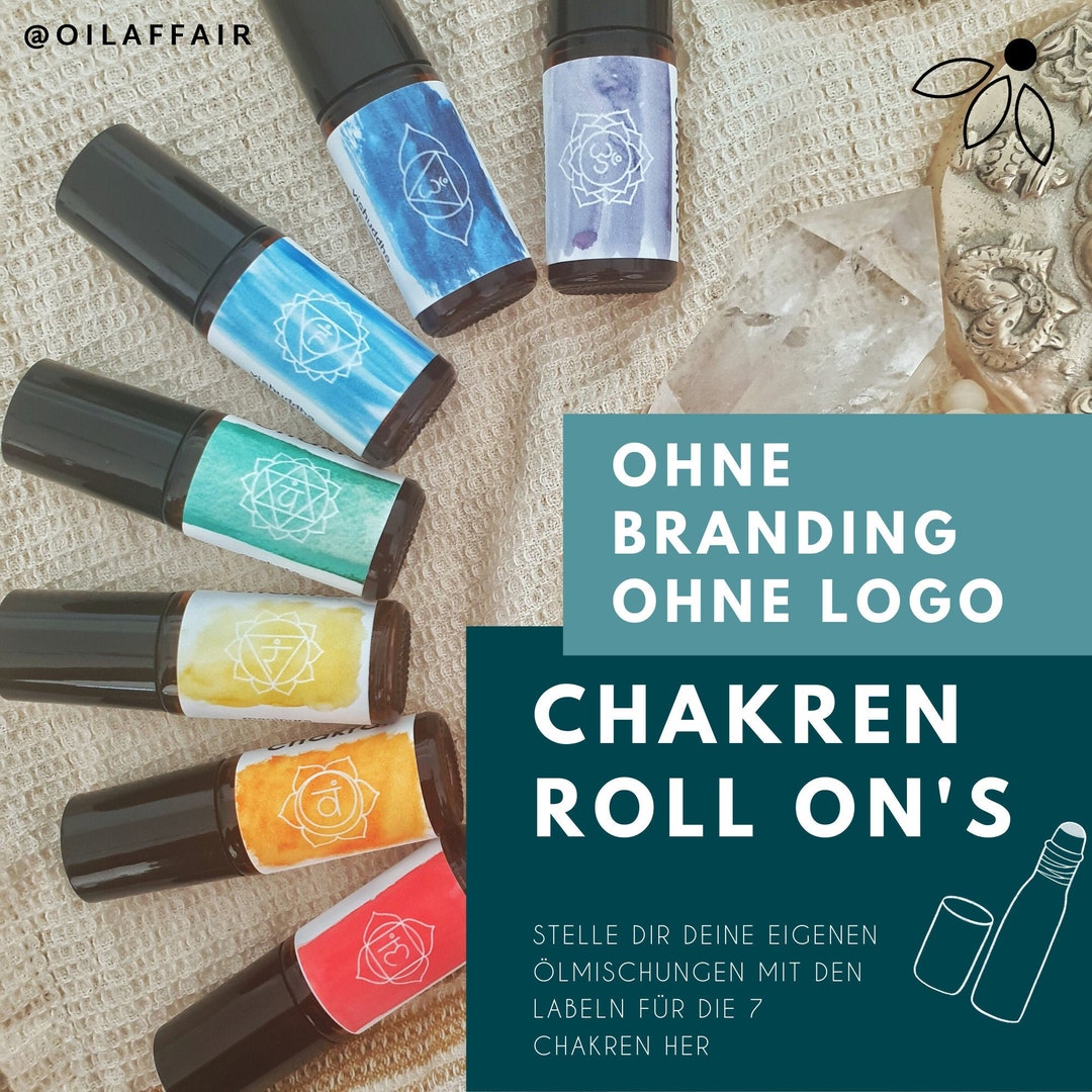 Template / Label for Essential Oils - Roll-ons - Roller Label - Chakra Chakras - Without ...