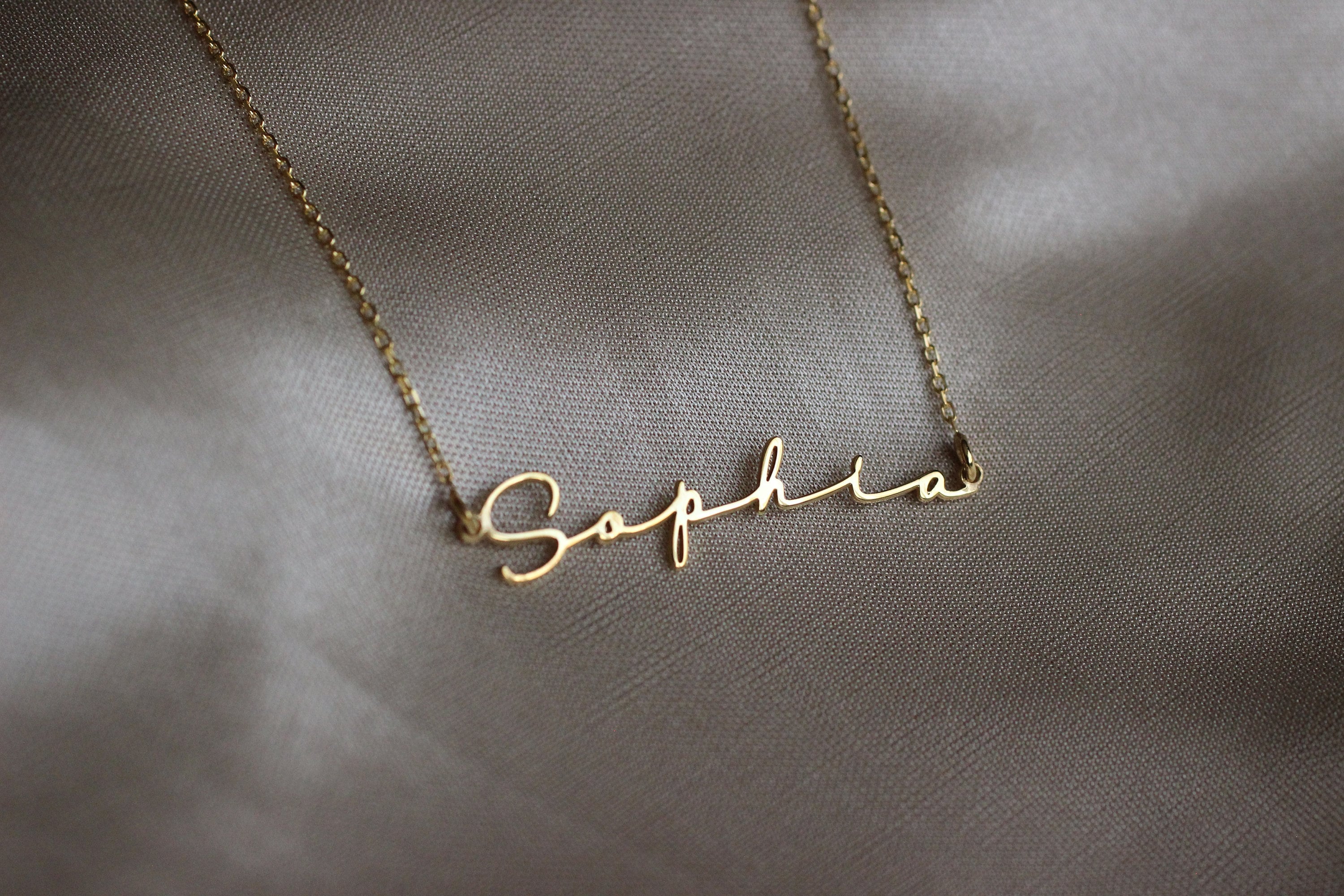 Handwriting Name Necklace Gold Name Necklace Gift for Her - Etsy