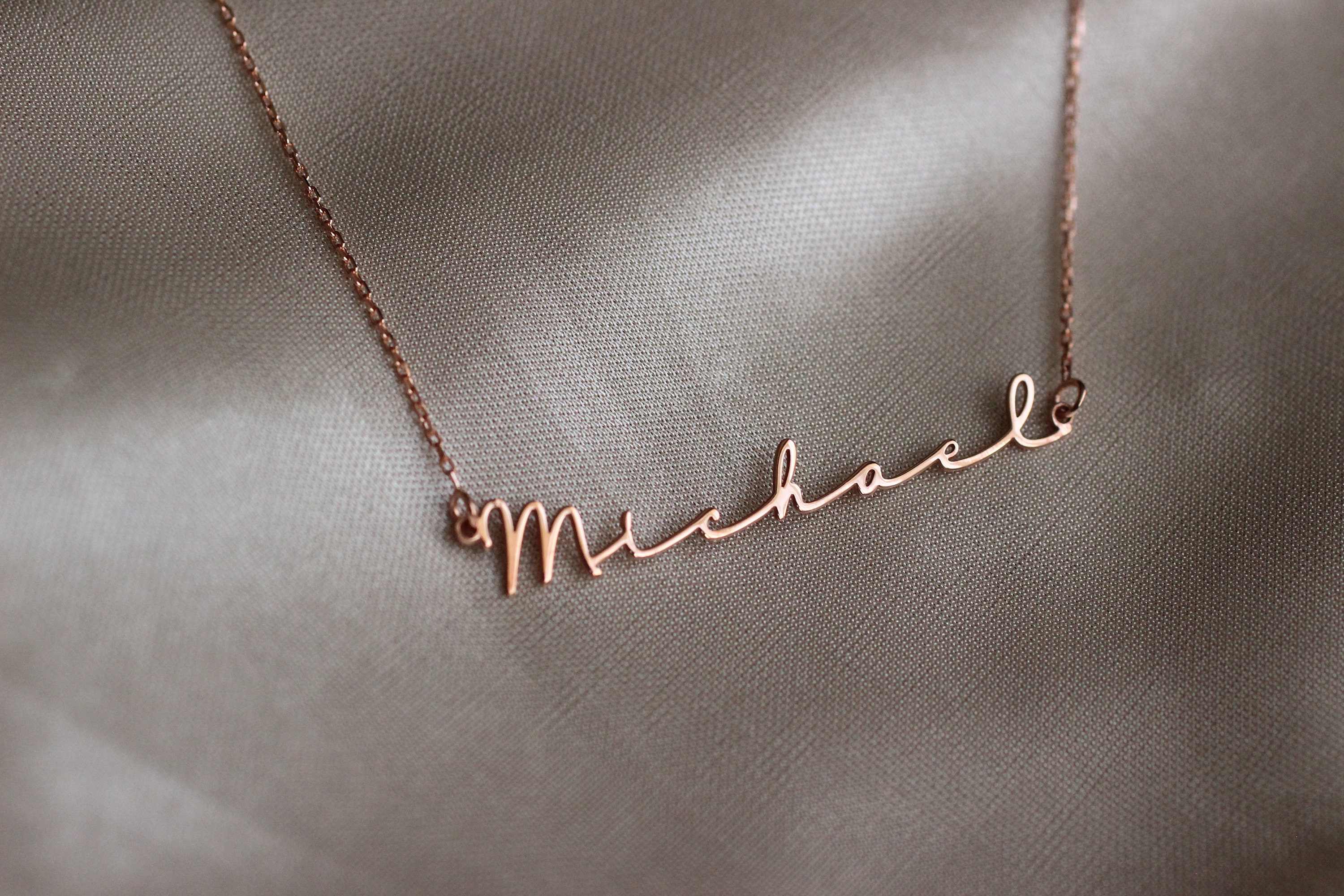 Handwriting Name Necklace Gold Name Necklace Gift for Her - Etsy