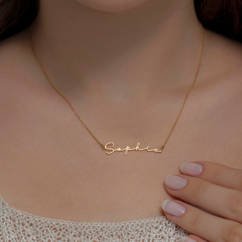 14k Solid Gold Name Necklace Personalized Gift Christmas - Etsy