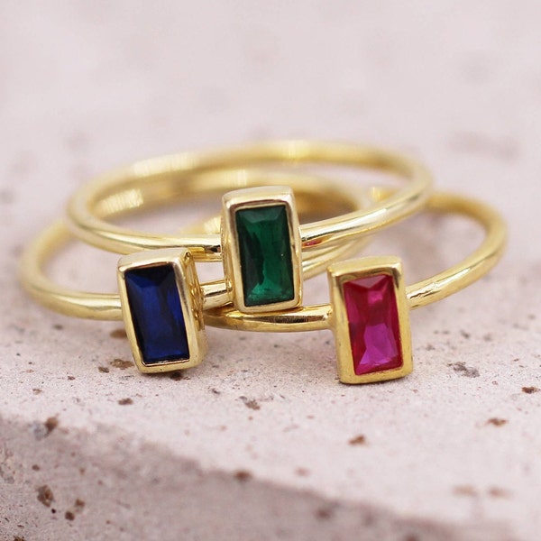 Birthstone Ring 14k Gold - Etsy