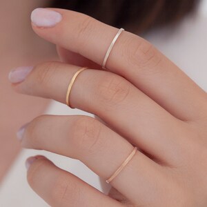 Gold Midi Ring, 14k Solid Gold Stacking Rings, 3 Midi Gold Rings, Band ...