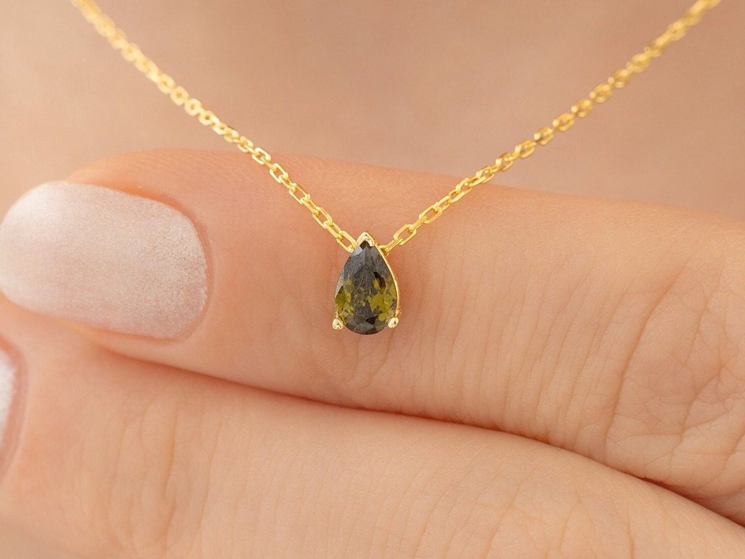 August Birthstone Necklace, 14k Solid Gold Birthstone Necklace, Custom ...