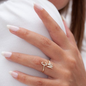 Couple Ring, Gift for Her, Personalized Gift, Initial Two Letter Ring ...