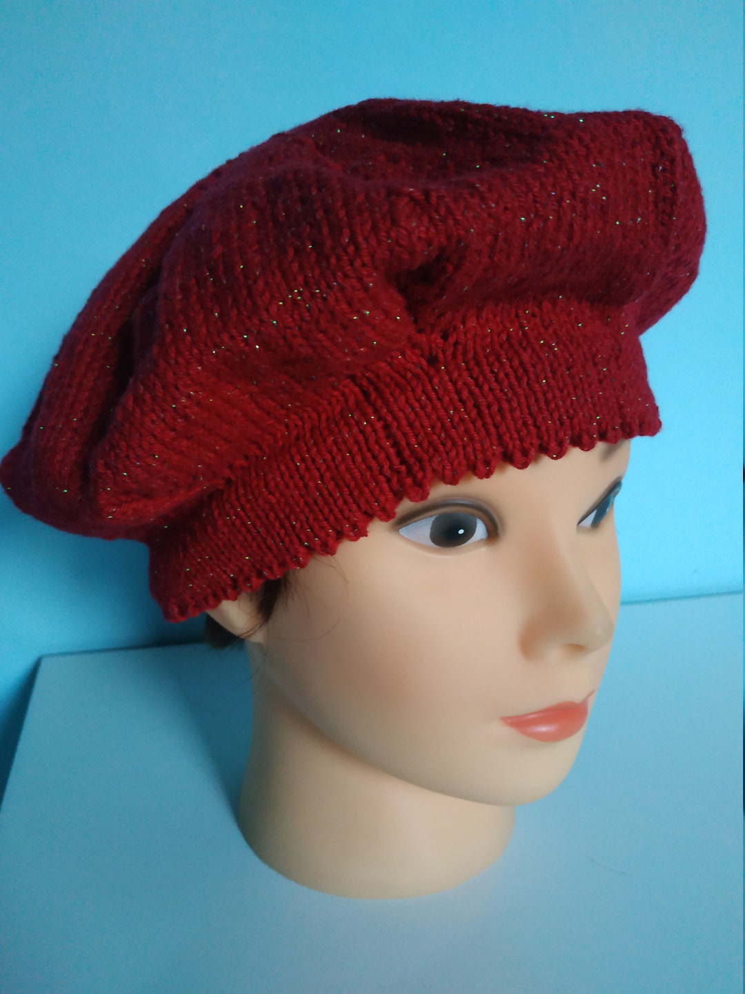 Beret Cotton Woman Bright Red Christmas - Etsy