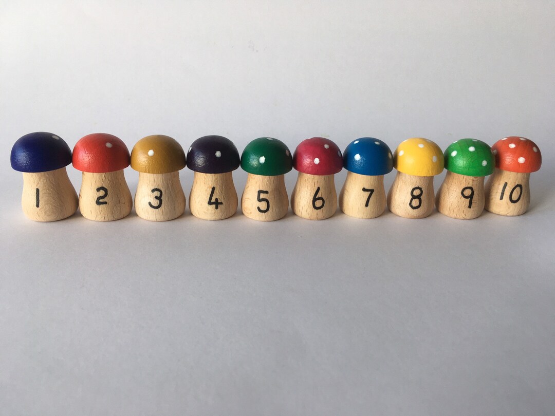 1 to 10 Counting Rainbow Toadstools Hand Painted Beech Wood - Etsy