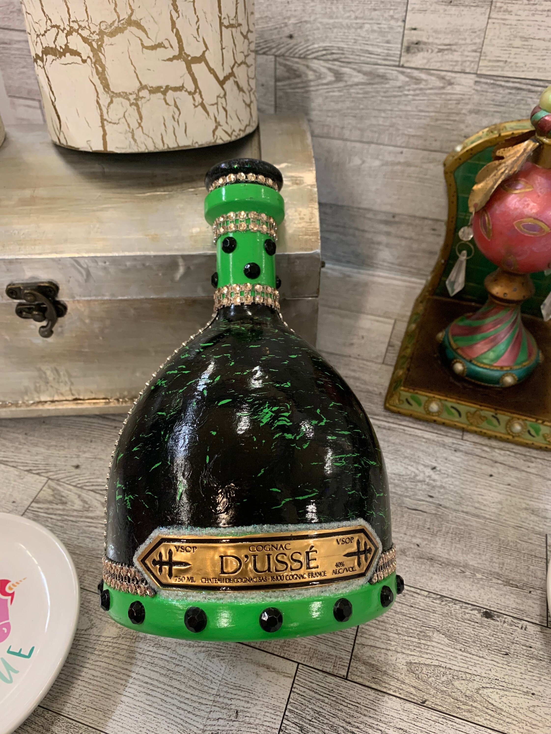 Crackled Hand Painted Dusse Bottle - Etsy