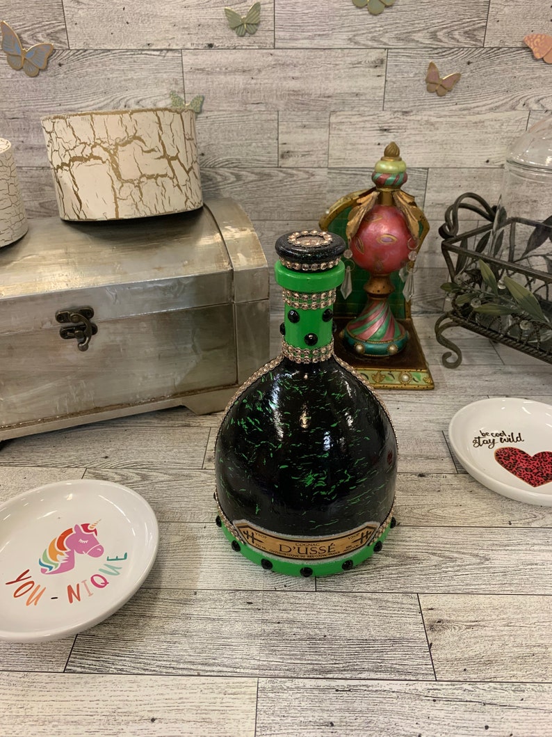 Crackled Hand Painted Dusse Bottle - Etsy