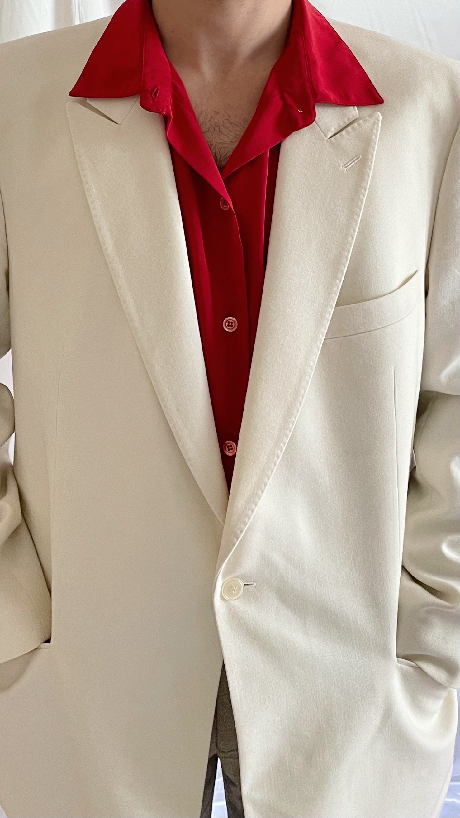 1990s Men Ivory Blazer Wool Unisex Ivory Retro Blazer Women | Etsy