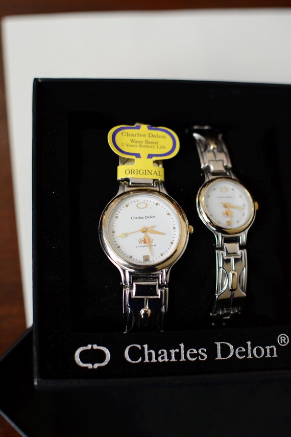 1990s Christian Delon Couple Set Circular Quartz Watch - Gem